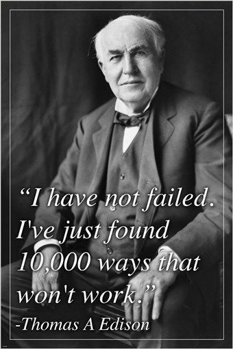 THOMAS EDISON, INVENTOR inspiring QUOTE POSTER ironic historic 24X36 R ...
