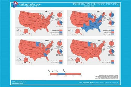 USA presidential elections map 1972-1984 HISTORIC POSTER educational 2 ...