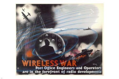 Wireless War VINTAGE WAR POSTER Pat Keely UK 1943 24X36 WW2 technology ...