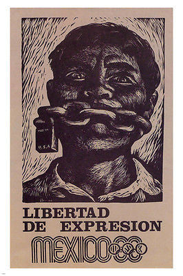 Mexico 1968- FREEDOM OF EXPRESSION poster 24X36 political CIVIL RIGHTS ...