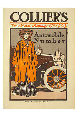 COLLIER'S MAGAZINE woman and car VINTAGE AD POSTER collector's prized ...