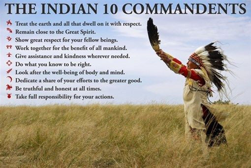 the INDIAN 10 COMMANDMENTS inspirational spiritual poster SYMBOLIC 24X ...