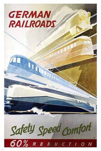 GERMAN RAILROADS vintage travel poster COLLECTORS RETRO prized new 24X ...