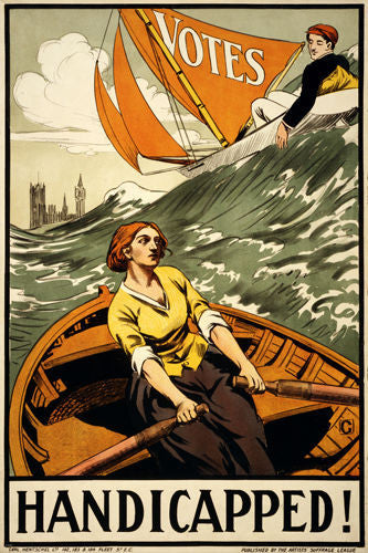 handicapped! WOMEN'S SUFFRAGE AD POSTER 1915 civil rights symbolic POL ...