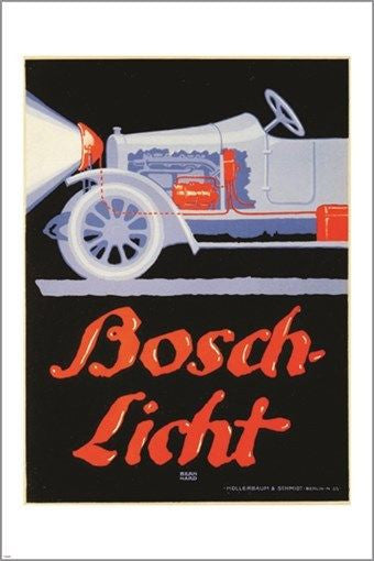 vintage ad poster BOSCH LICHT (BOSH LIGHT) automobile headlights 24X36 ...